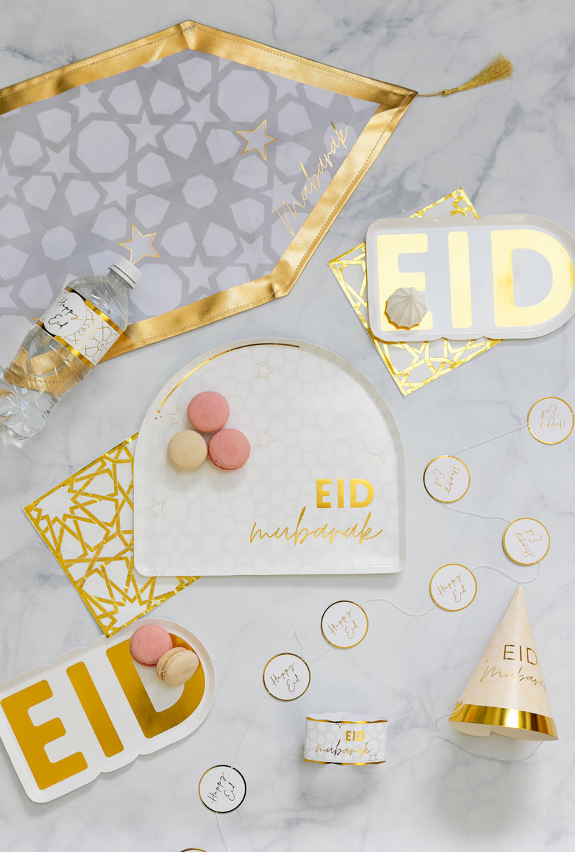 Gold Eid Letter Dessert Paper Plates (Set of 12) – Amasi Decor