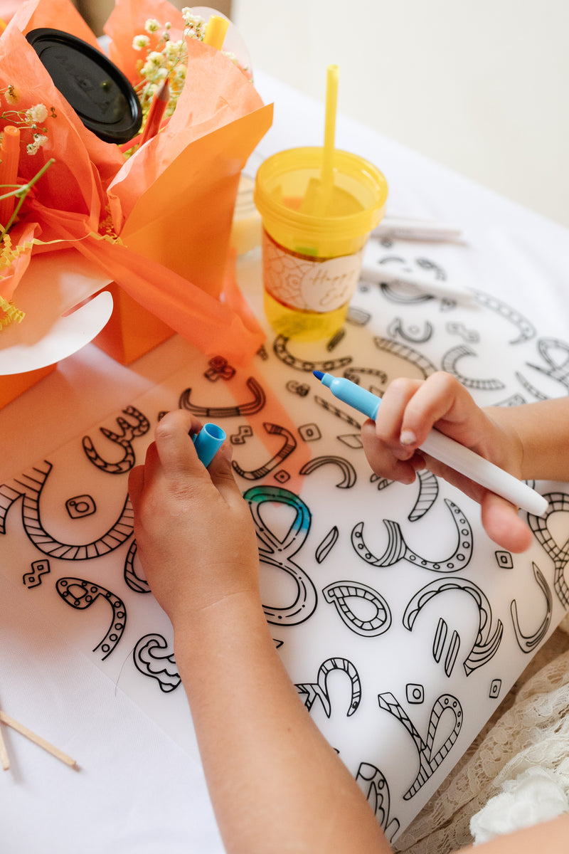 Washable Arabic Alphabet Coloring Silicone Placemat – Amasi Decor
